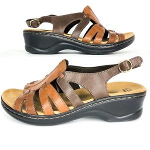 Clarks Shoes | Slip On Leather Sandals Size 10w | Poshmark